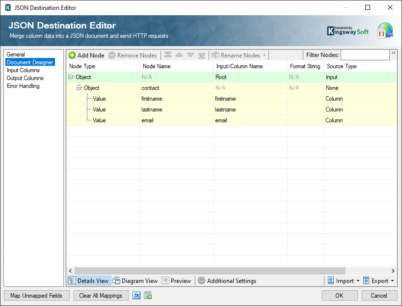 Proper Output Handling With Kingswaysoft Json Destination Component